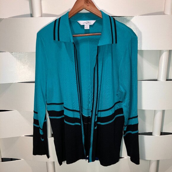 Ming Wang | Jackets & Coats | Ming Wang Teal Black Jacket Large L ...